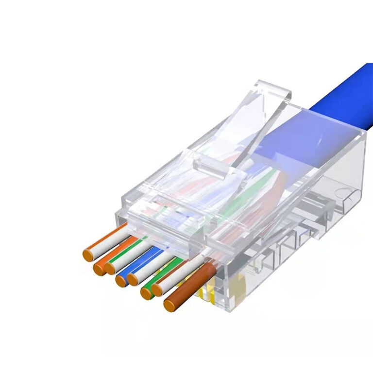 RJ45 Cat6 Pass-Through Connectors Crimp Network Plug POE Rated (50pcs ...
