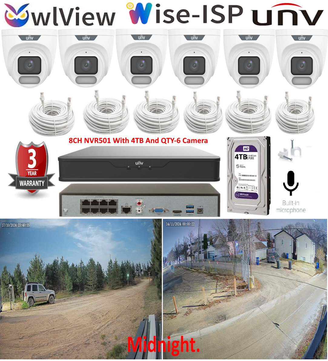 UniView UNV Wise-ISP 6 Camera D.I.Y Kit With NVR 501 4TB & Cable.**Top ...